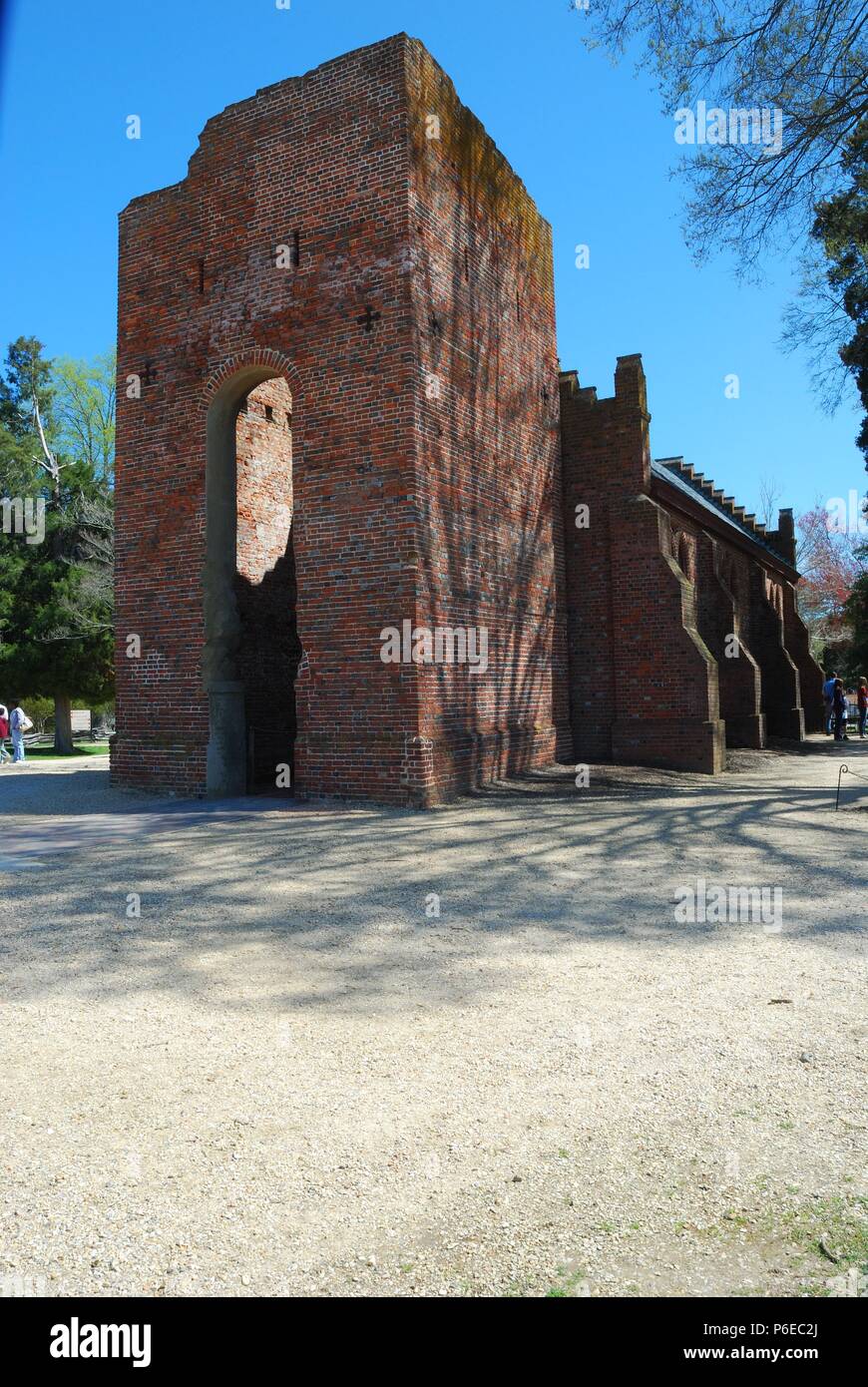 The church at Historic Jamestowne in Jamestown, Virginia USA, the first ...