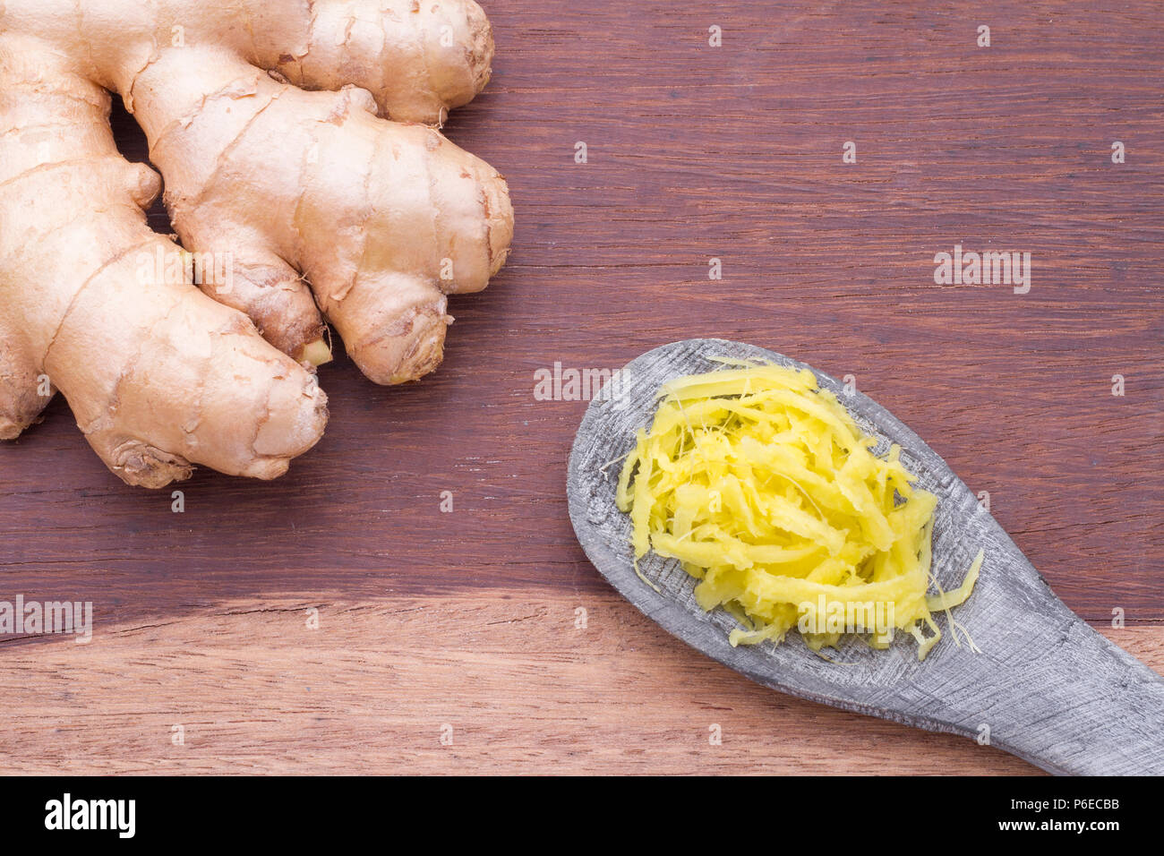 ginger roots on the table, top view Stock Photo - Alamy