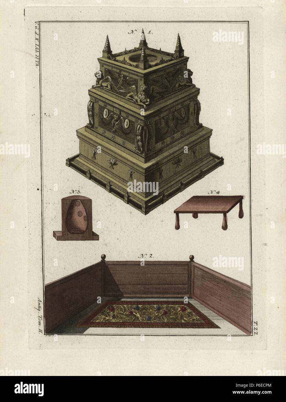 Altar of the Temple of Solomon, Jerusalem, Persian sofa, vase and table ...