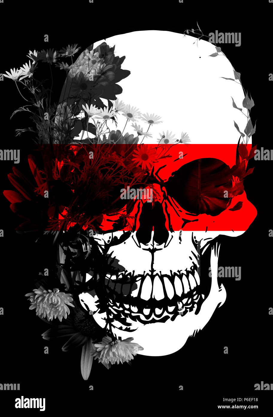 Skull with flowers Stock Photo - Alamy