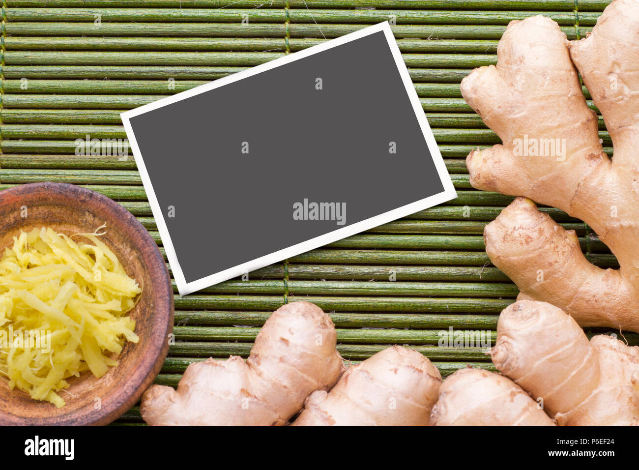 ginger roots on the table, top view Stock Photo - Alamy