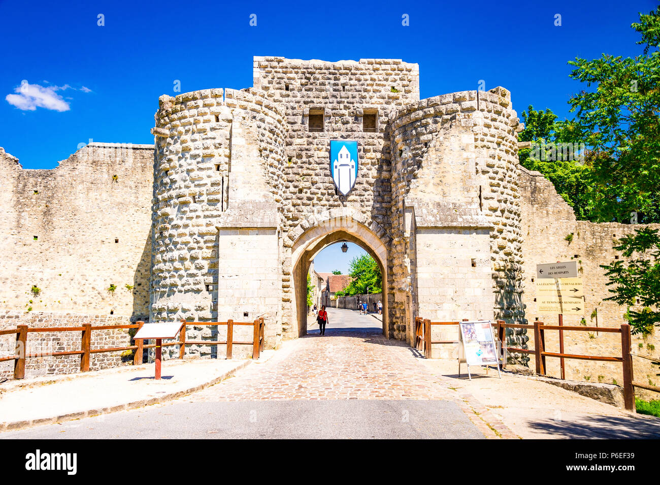 The medieval fortified wall was built in the 13th century in Provins ...