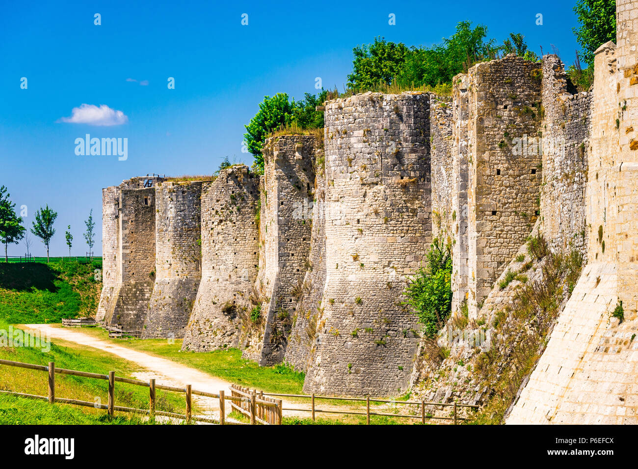 The medieval fortified wall was built in the 13th century in Provins ...