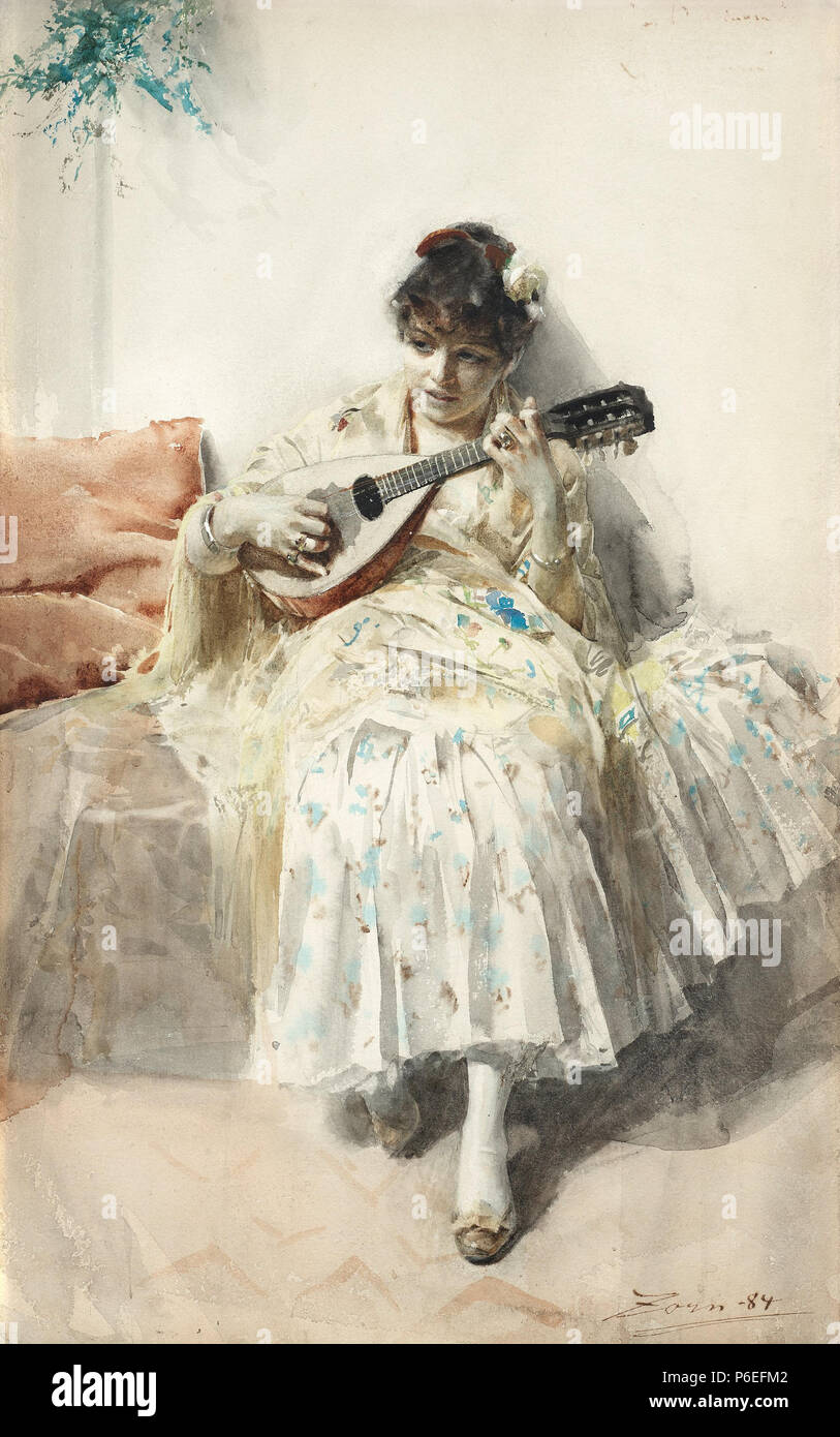 . Girl playing mandolin 1884 4 Anders Zorn - Girl playing mandolin 1884 ...