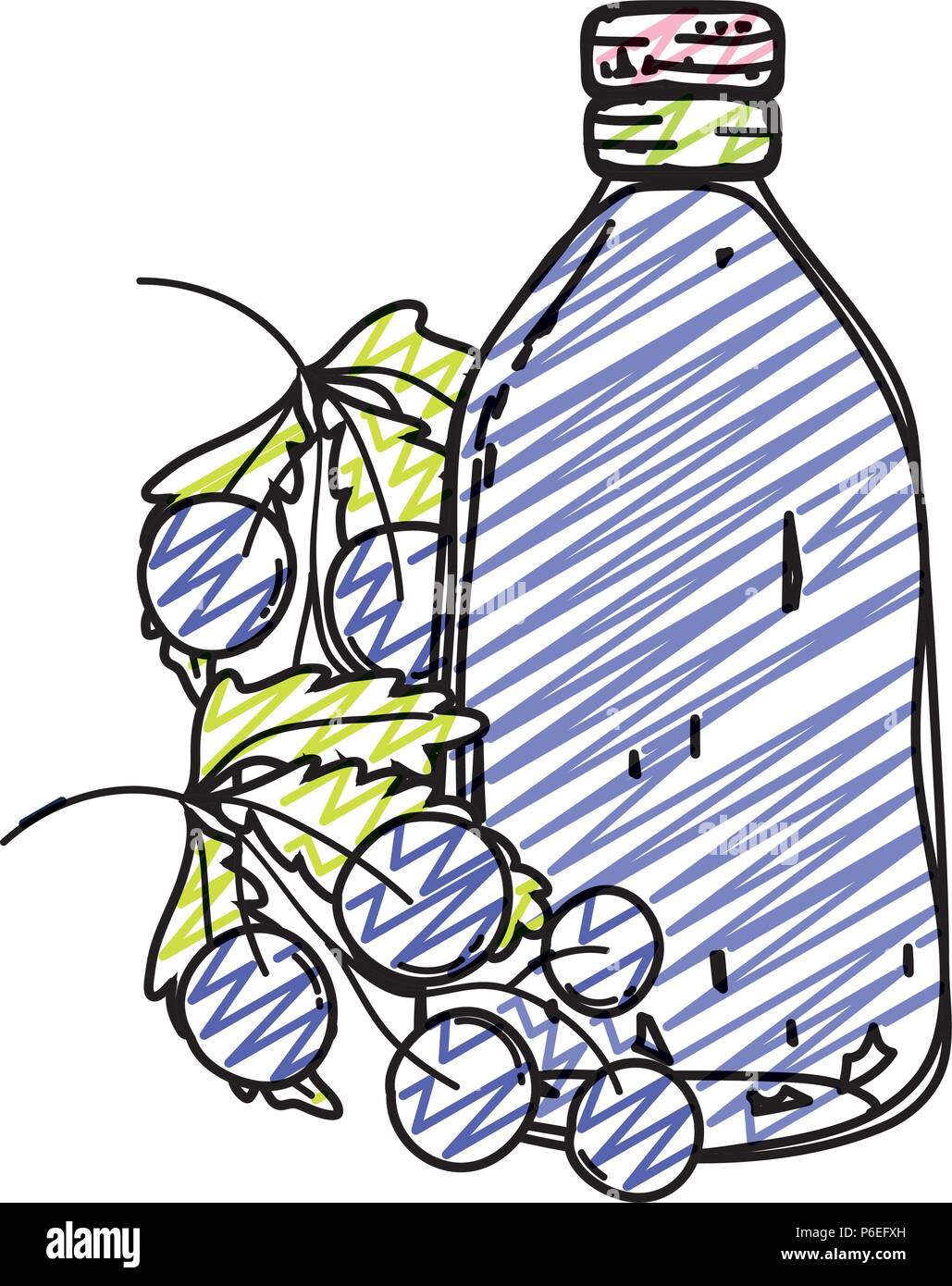 doodle delicious grapes fruit and juice jar vector illustration Stock Vector Image & Art - Alamy