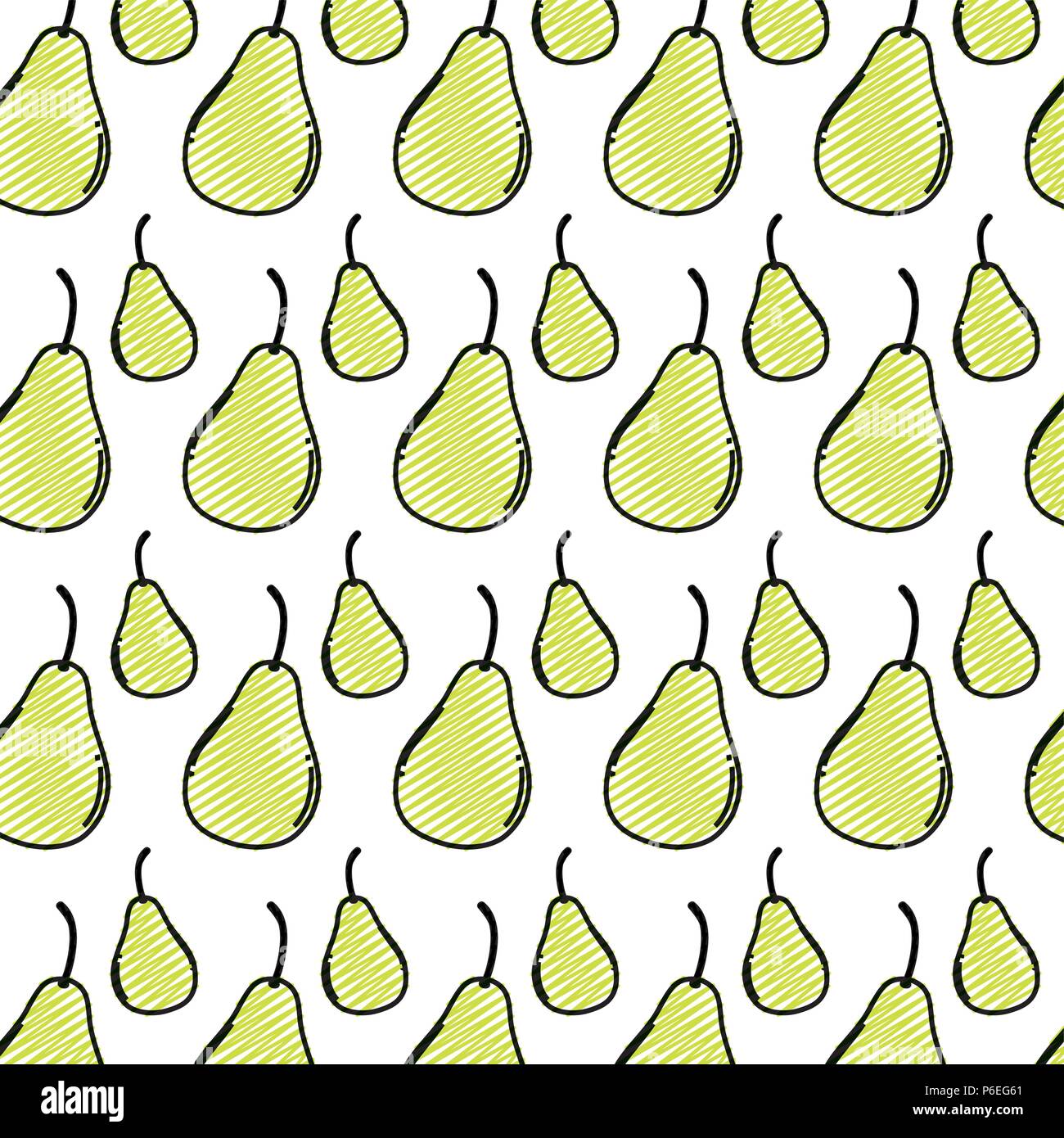 doodle delicious pear organic fruit background vector illustration ...