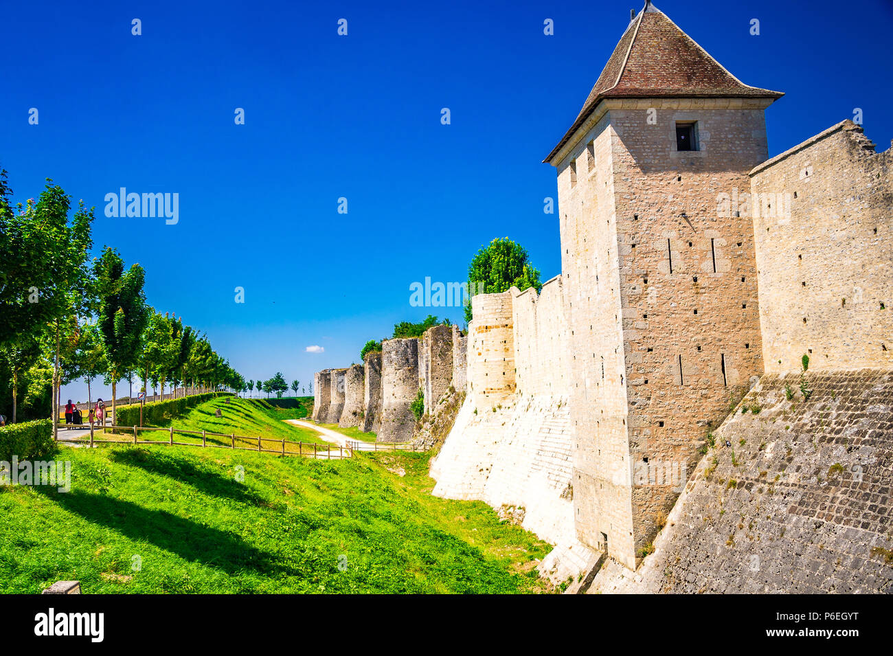 The medieval fortified wall was built in the 13th century in Provins ...