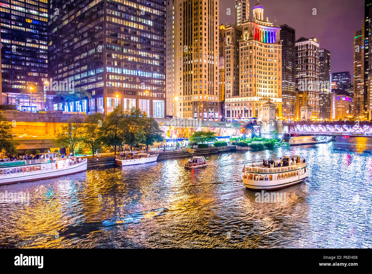 Chicago Night Downtown