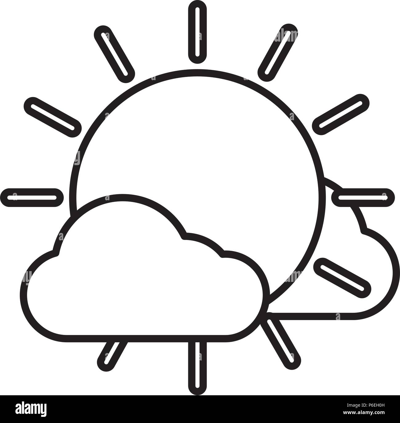 line bright sun clouds nature weather vector illustration Stock Vector ...