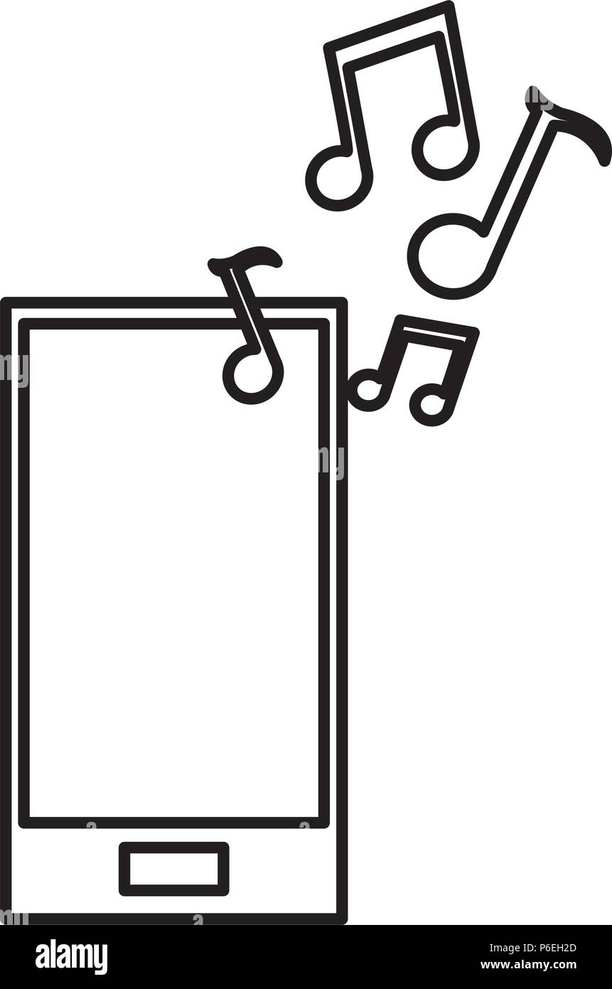 line electronic smartphone technology listening music vector ...