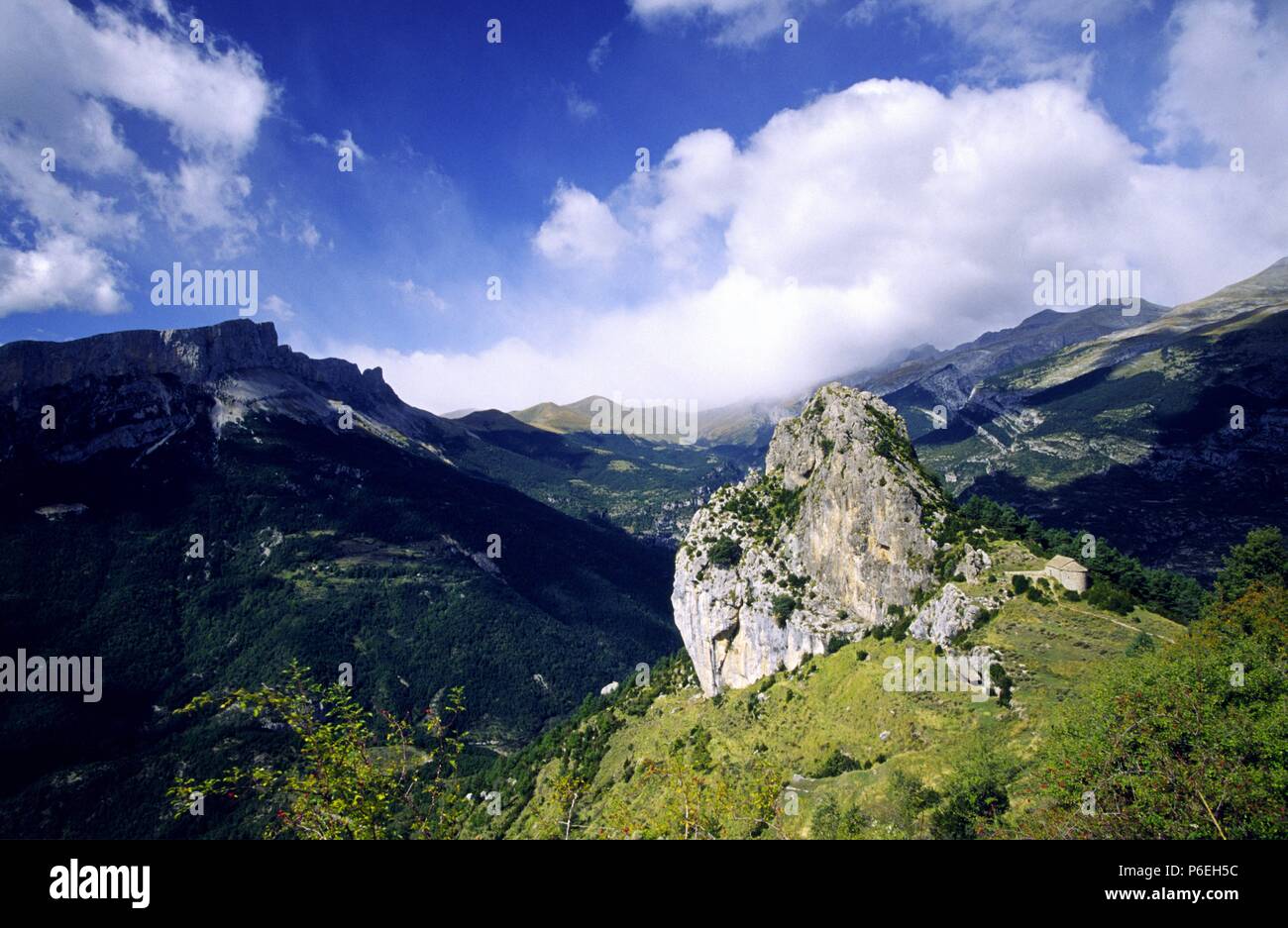 Ermita de la Virgen de La Peña.Tella.Valle de Tella.Huesca.Cordillera ...