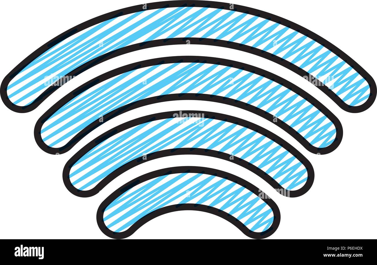 doodle digital wifi signal connection technology vector illustration ...