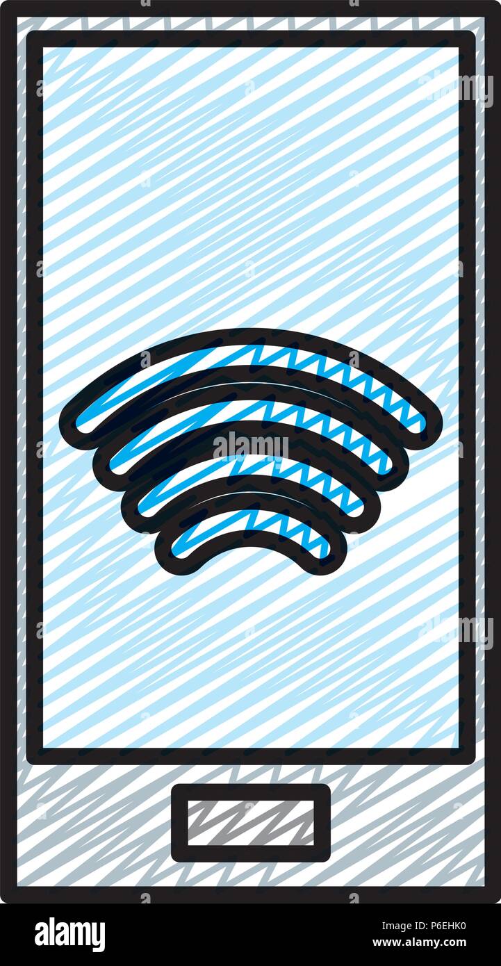 doodle smartphone technology with wifi device connection vector ...
