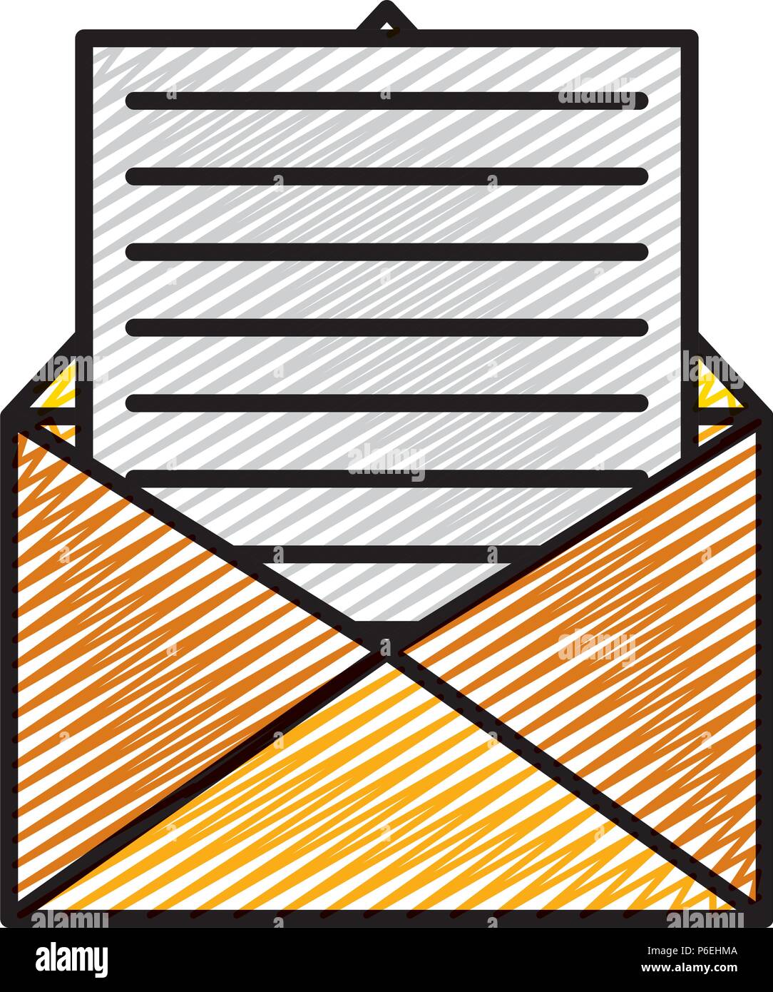 doodle e-mail message letter with document information vector ...