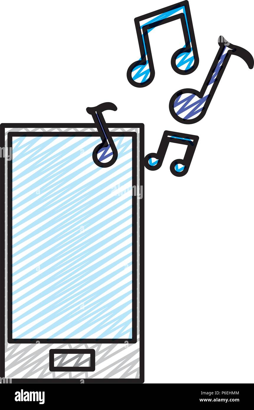 doodle electronic smartphone technology listening music vector ...