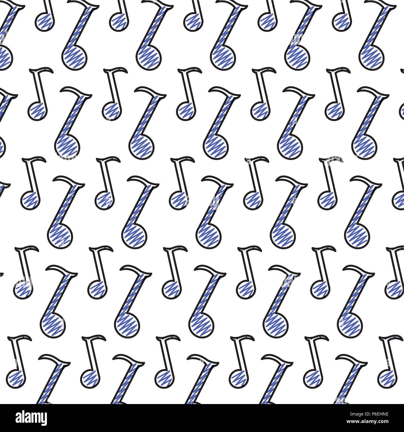doodle quaver musical note sign background vector illustration Stock ...