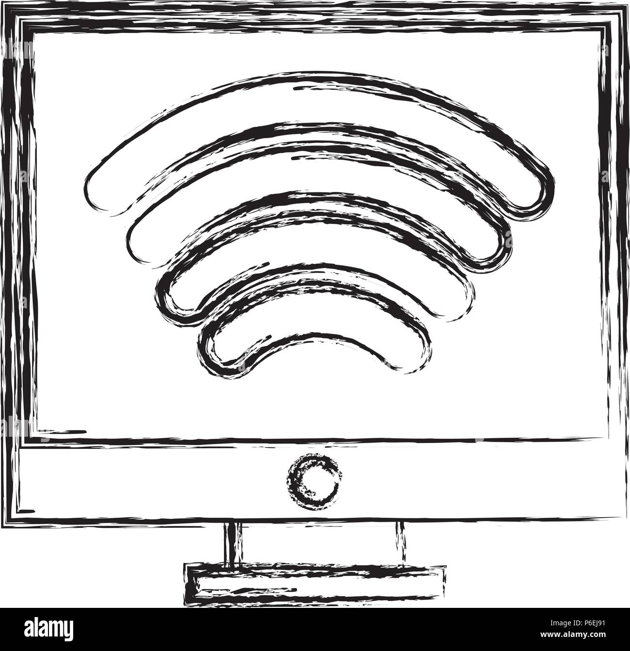 grunge electronic computer with wifi device connection vector ...