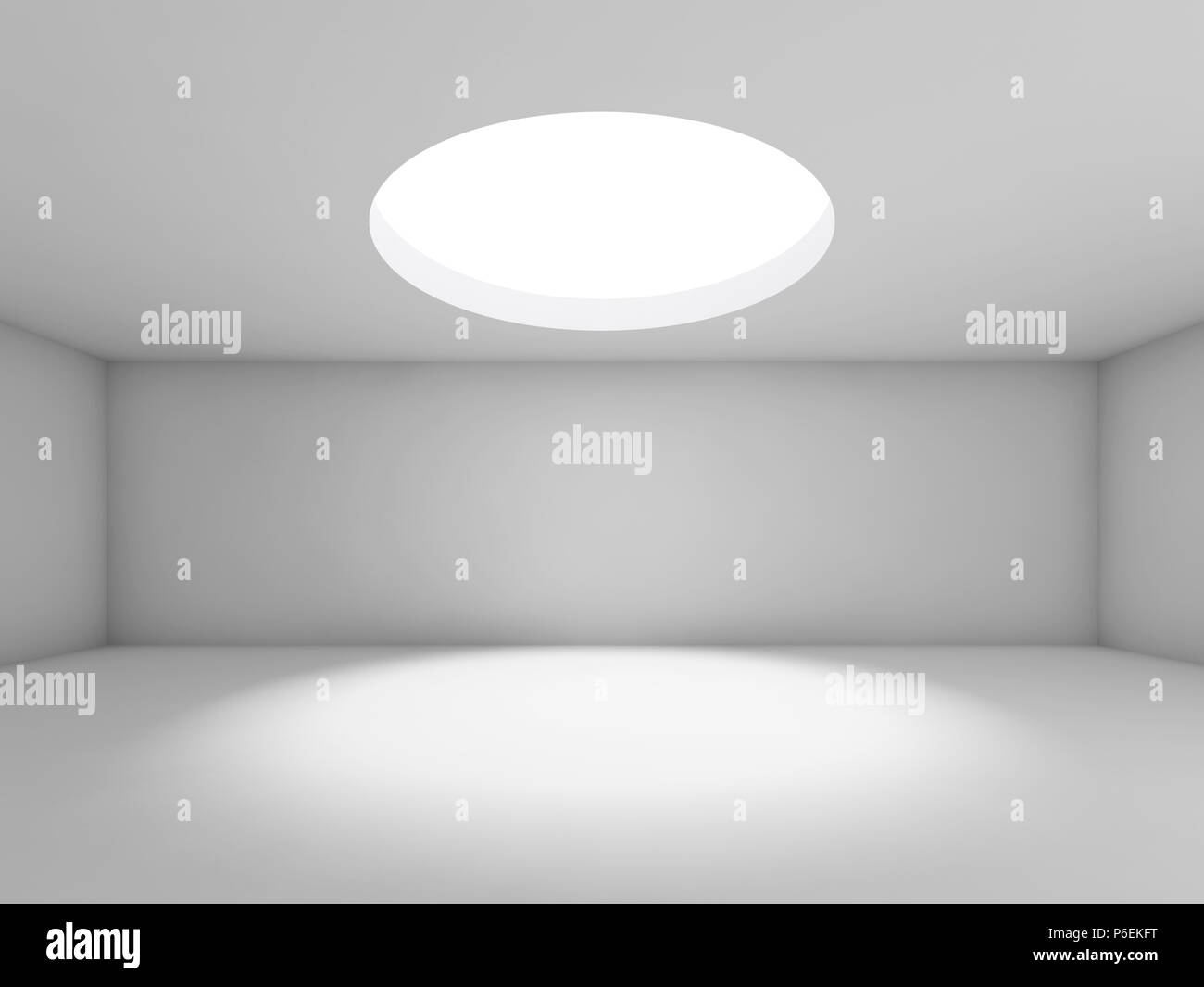 Abstract empty interior, showroom with round ceiling light window ...