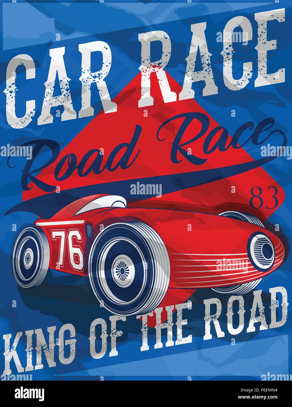 vintage race car for printing.vector old school race poster.retro race ...