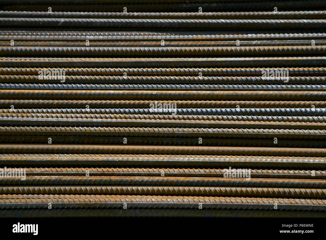 Rebar reinforced steel waiting in a construction building site in Leeds ...