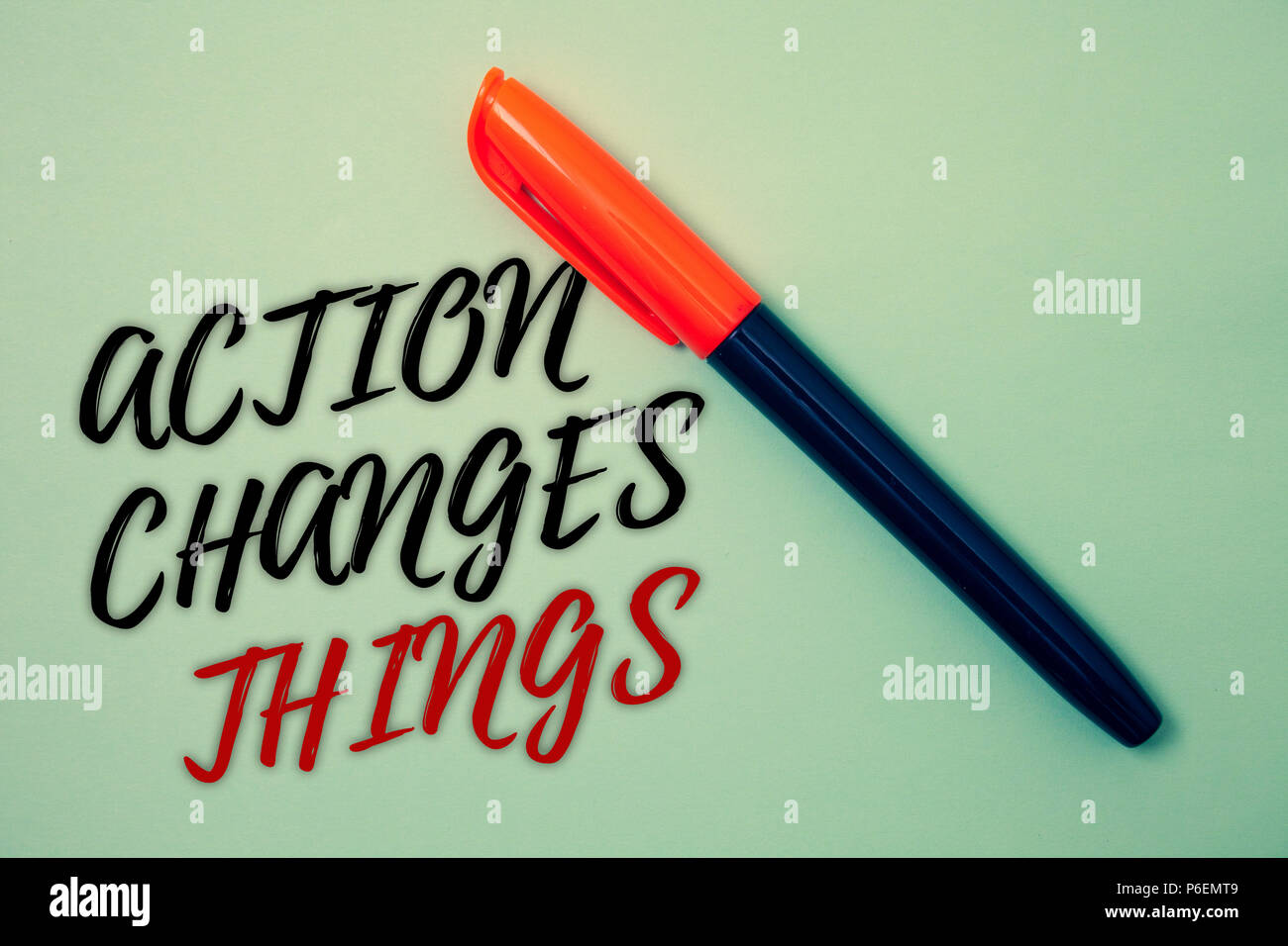 Text sign showing Action Changes Things. Conceptual photo improve ...