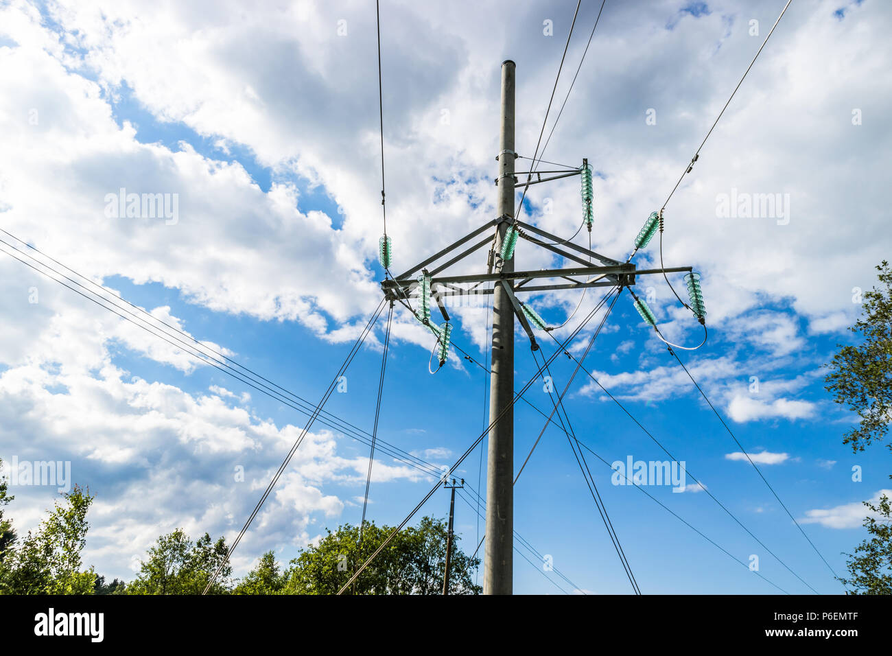 Power line towers and wires. Sunny day Stock Photo - Alamy
