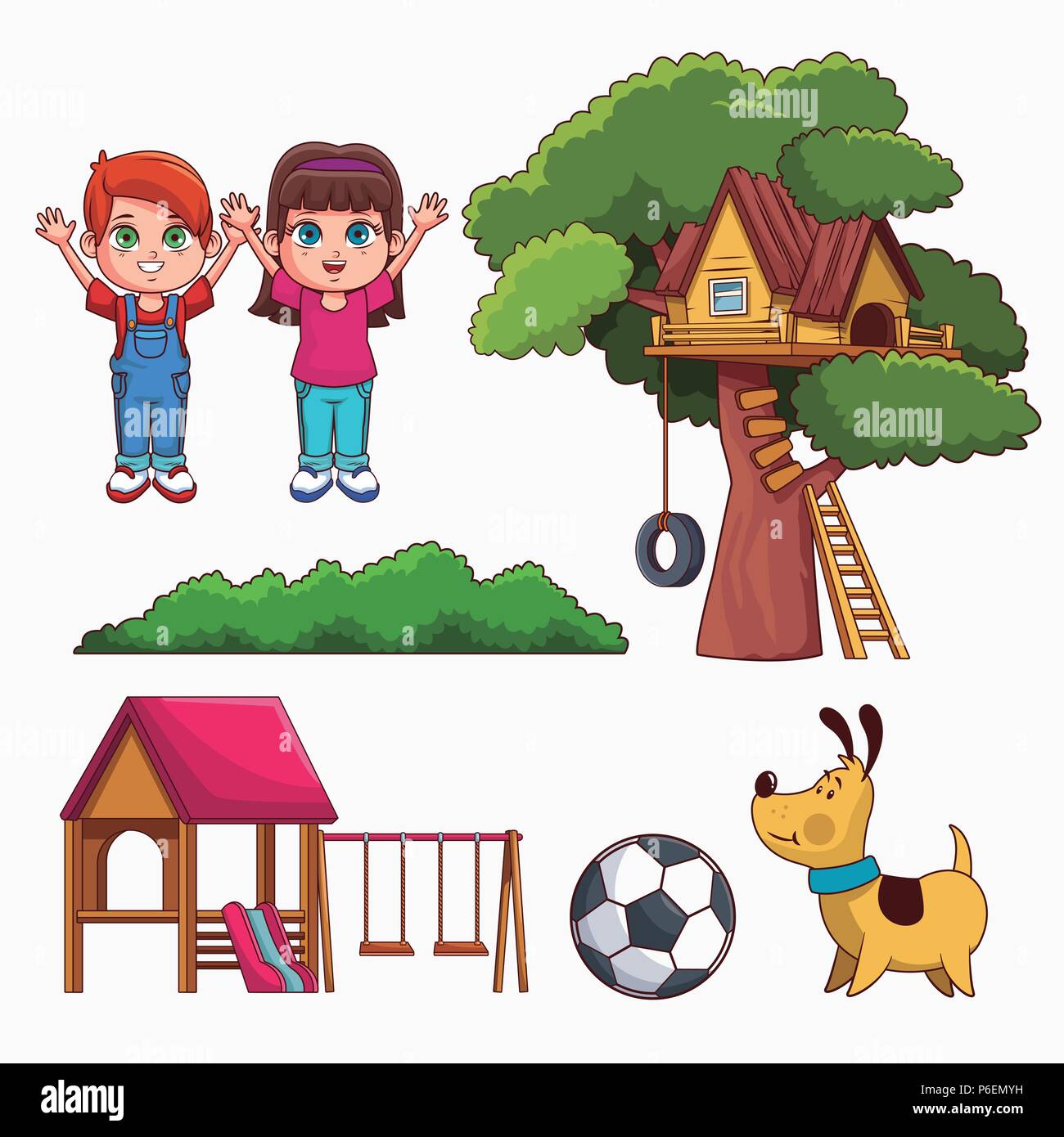 Set of kids park icons collection vector illustration graphic design ...