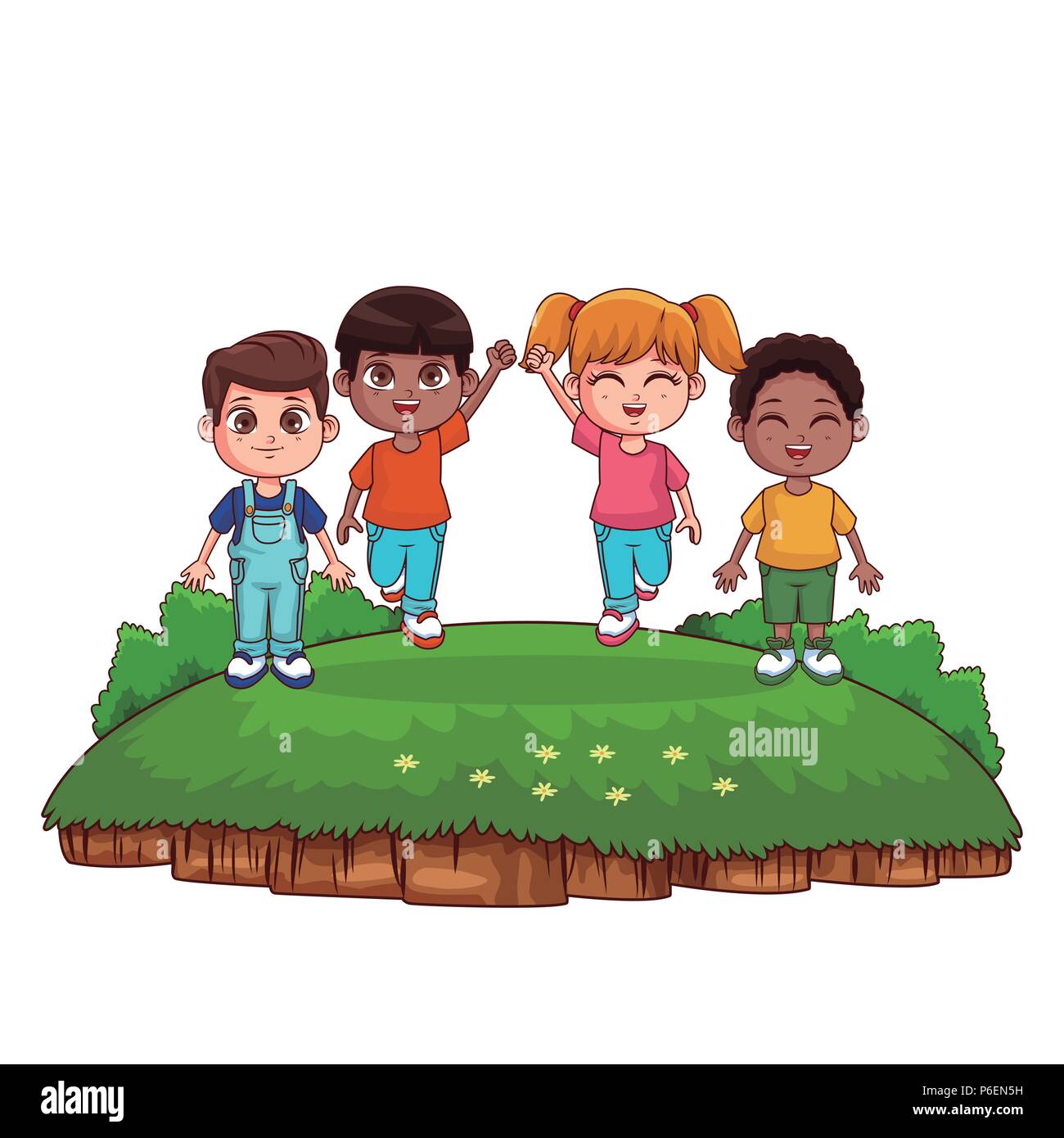 Cute kids playing at park cartoons vector illustration graphic design ...