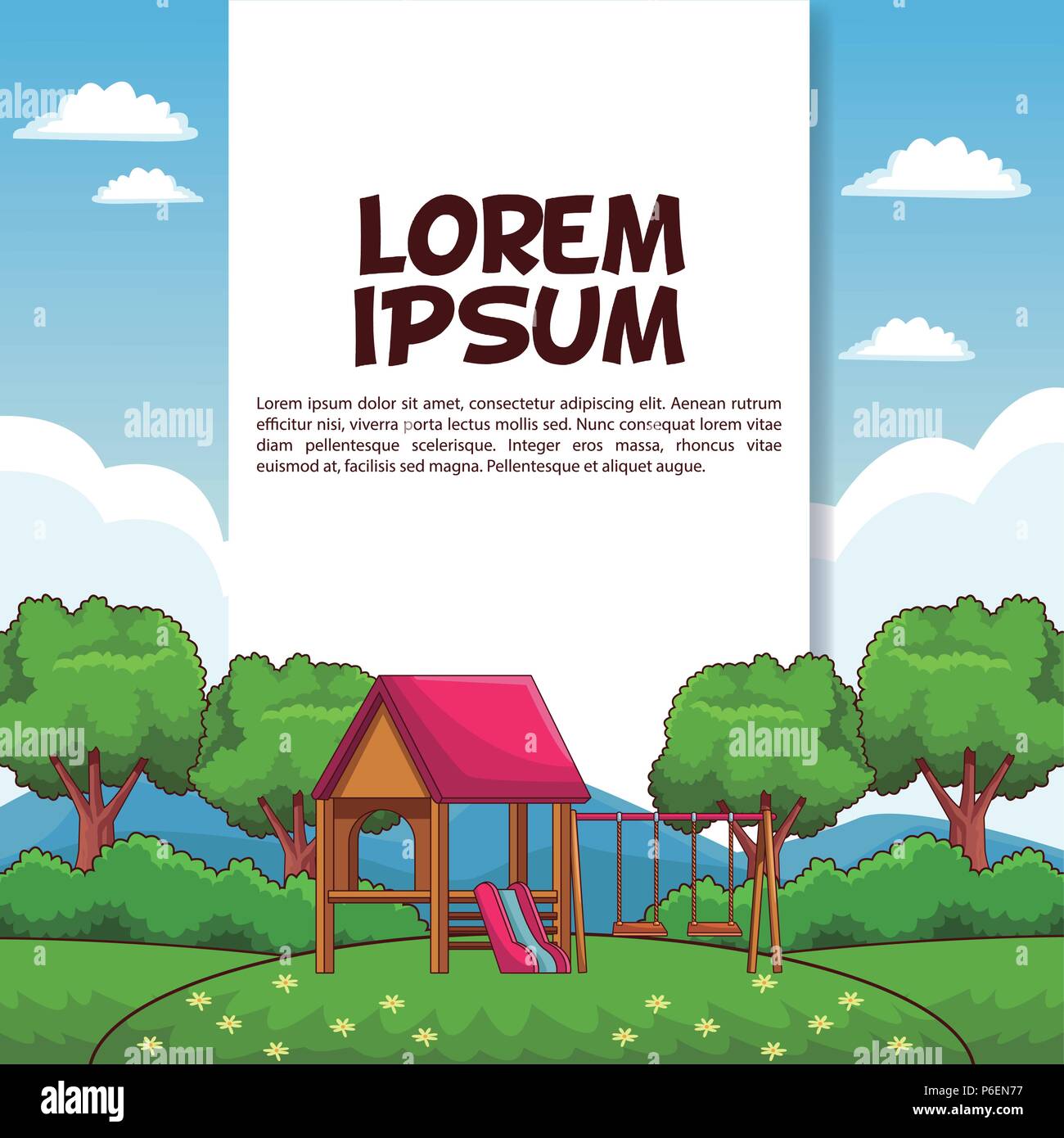 Kids park poster with information vector illustration graphic design ...