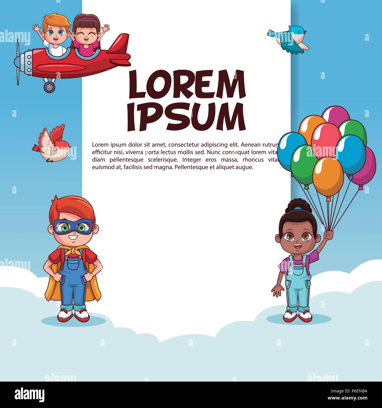 Cute and funny kids poster with information vector illustration graphic ...