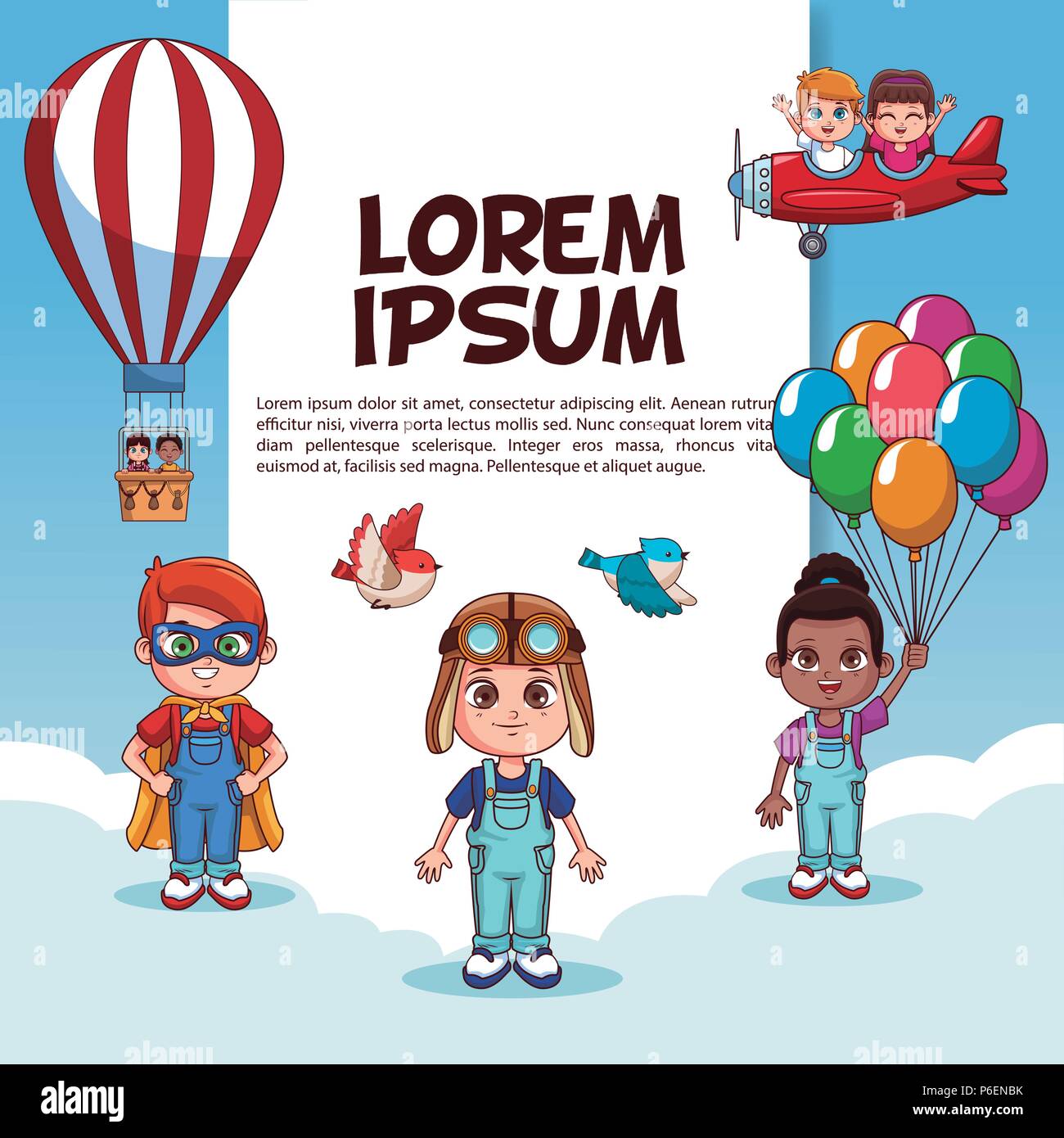 Cute and funny kids poster with information vector illustration graphic ...