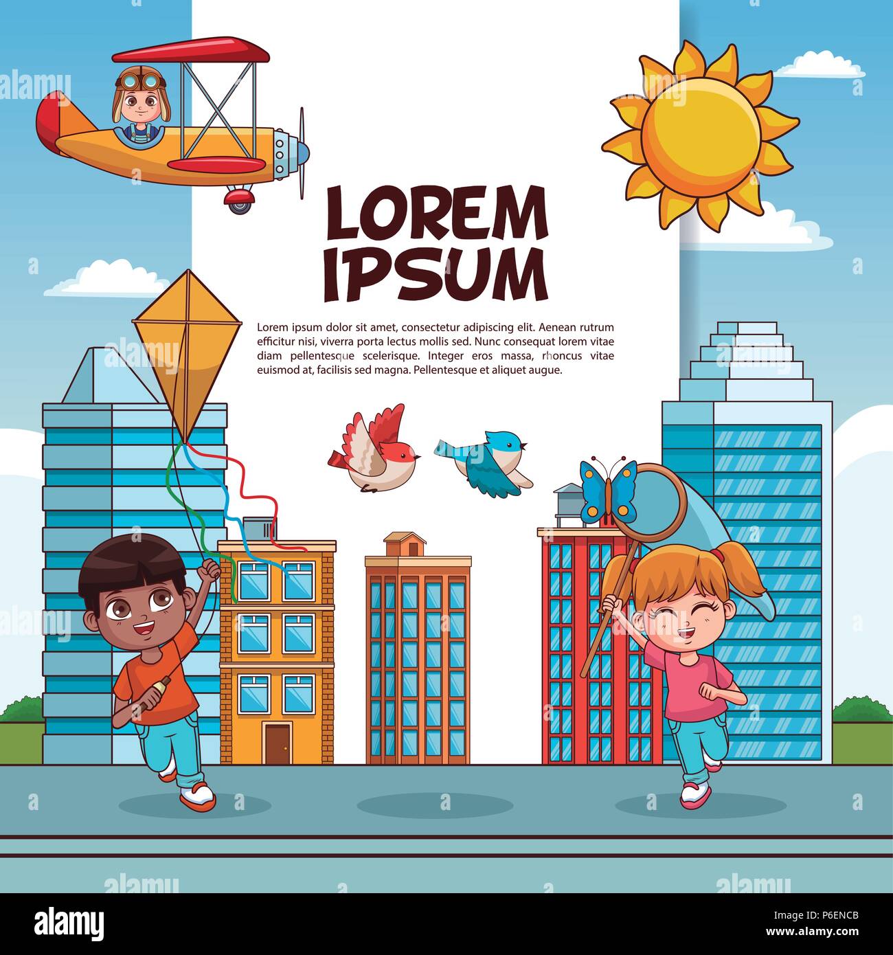 Cute and funny kids poster with information vector illustration graphic ...