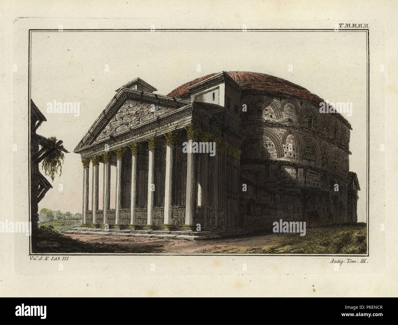 Roman Pantheon. Handcoloured copperplate engraving from Robert von ...