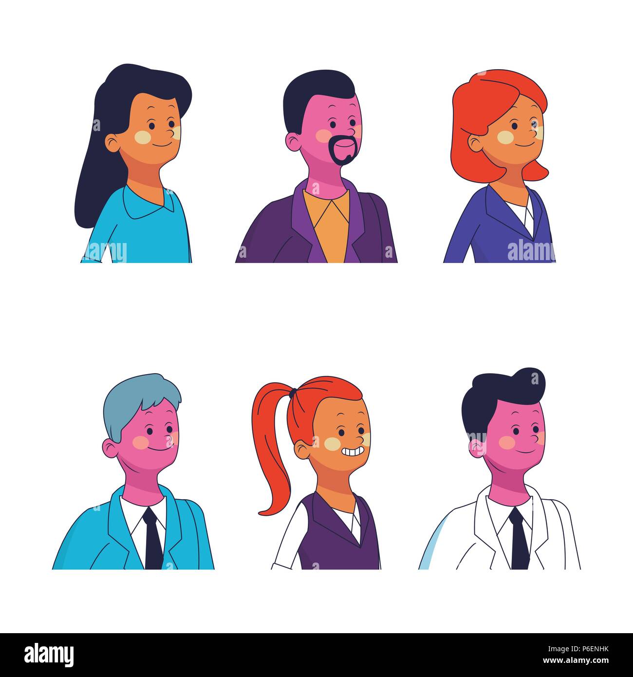Set of business people profile cartoons vector illustration graphic ...