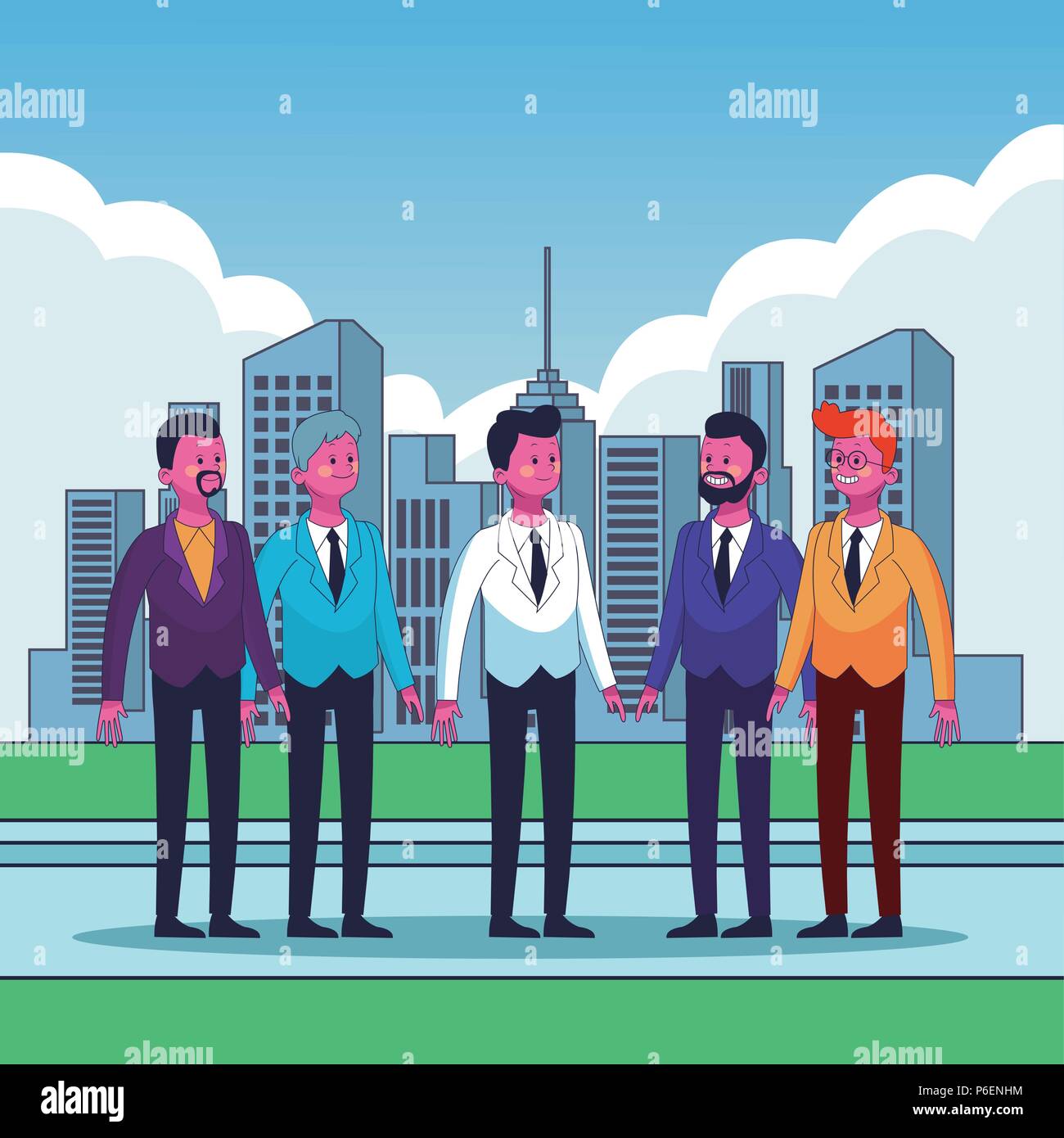 Business executive people at city cartoons vector illustration graphic ...