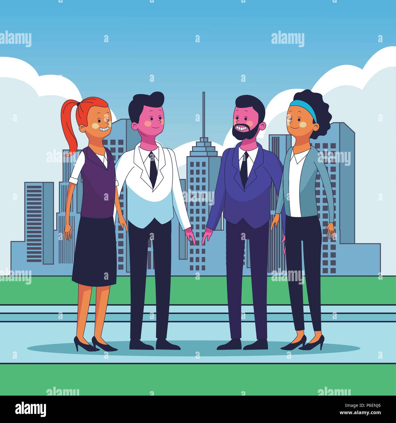 Business executive people at city cartoons vector illustration graphic ...