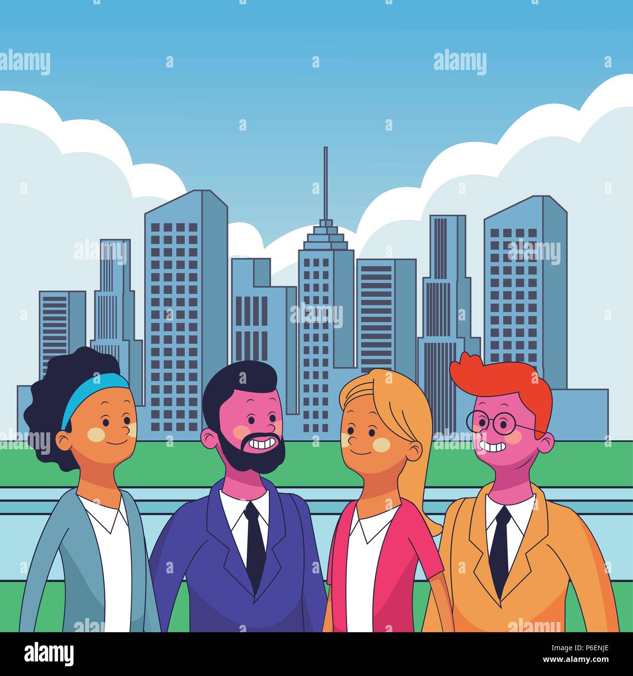 Business executive people at city cartoons vector illustration graphic ...