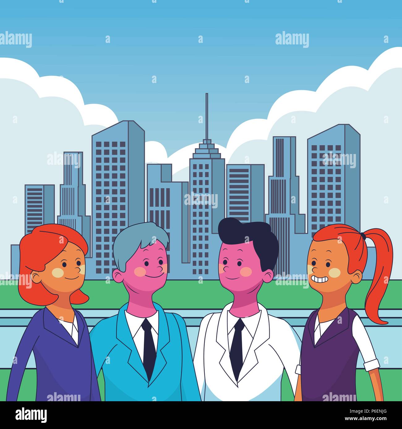 Business executive people at city cartoons vector illustration graphic ...