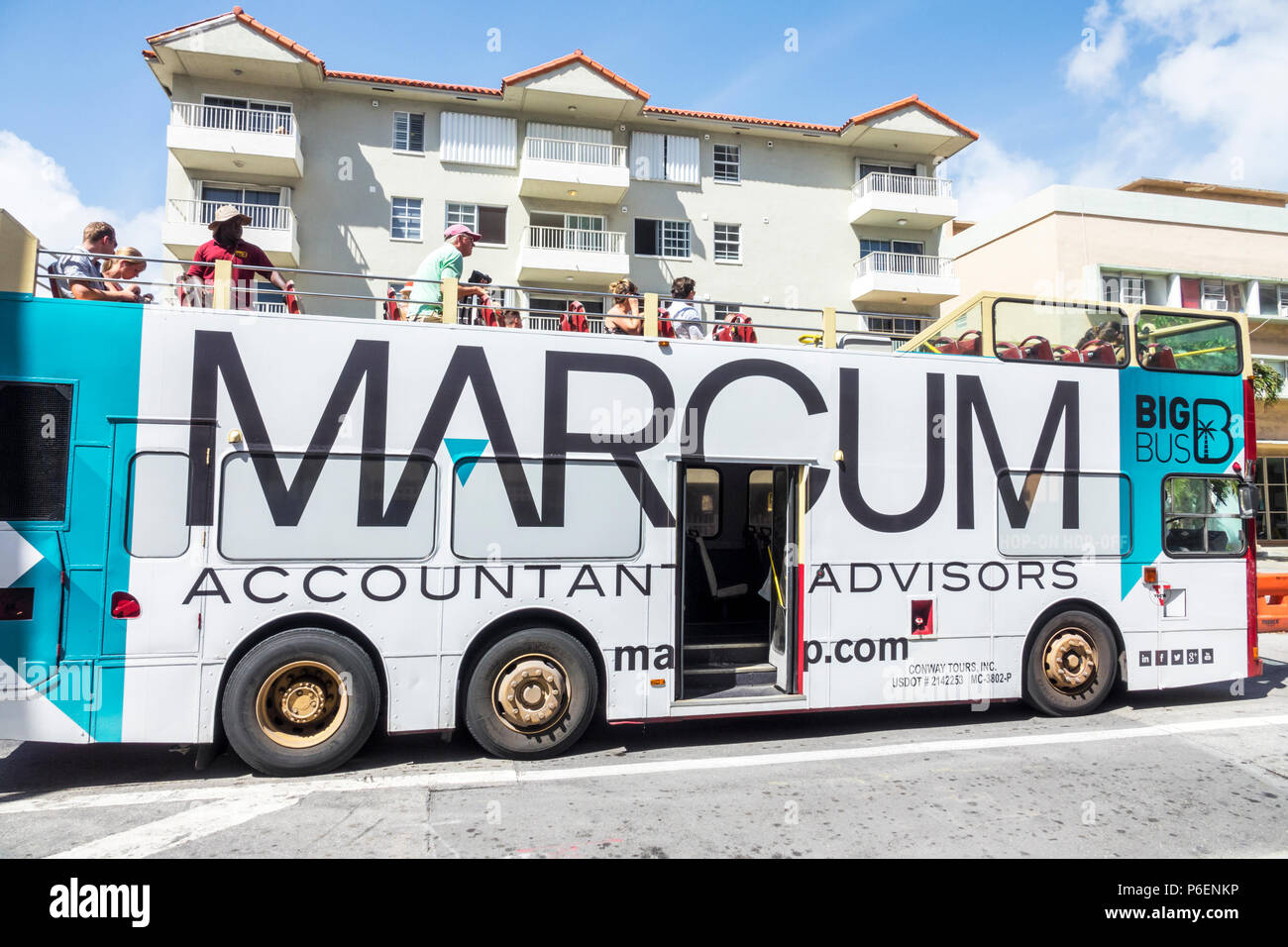 Miami Beach Florida,Collins Avenue,Big Bus double-decker,advertising ...