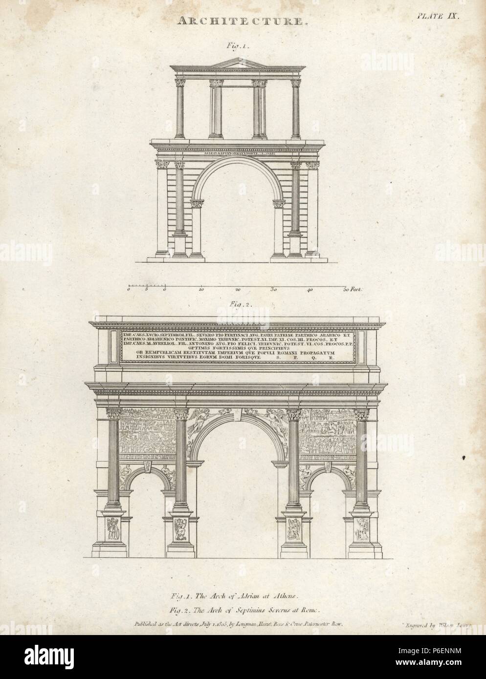 Architectural drawings of the Arch of Adrian at Athens and the Arch of ...