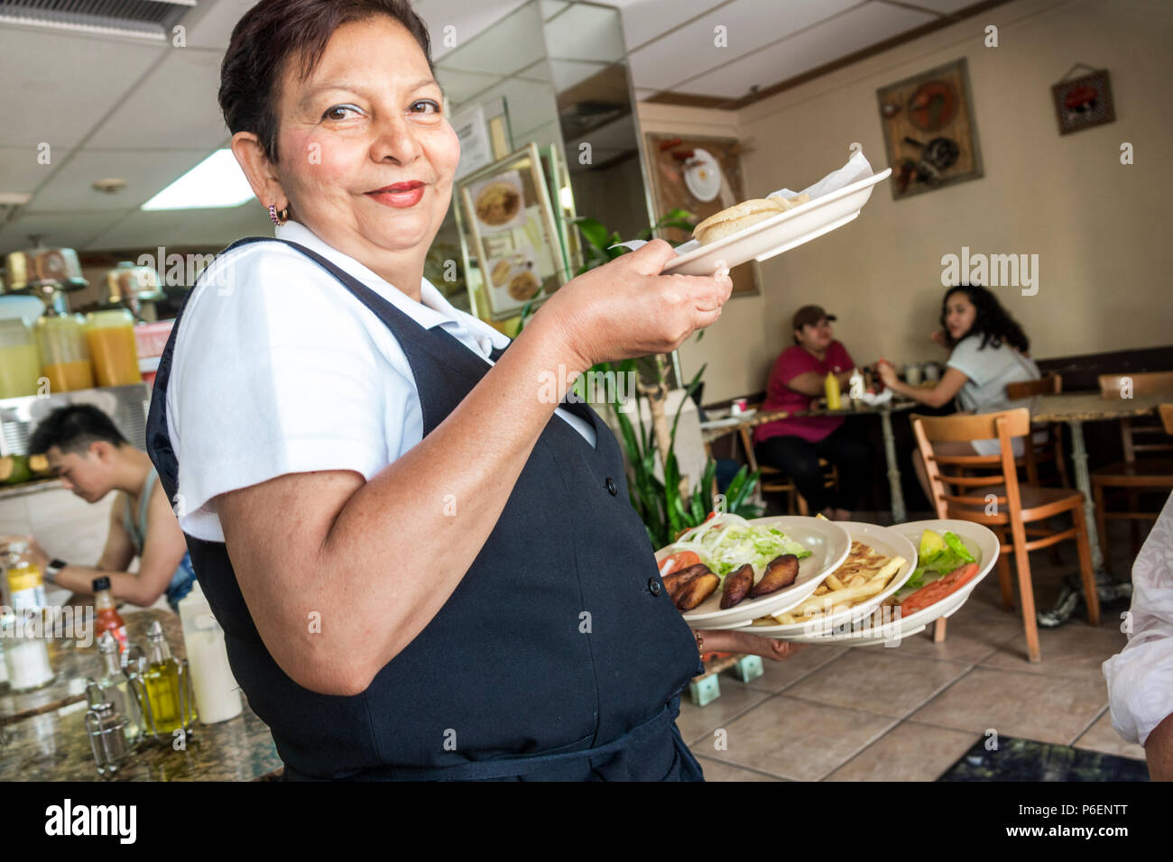 Miami Beach Florida,Collins Avenue,Tropical Beach Cafe,Hispanic woman ...