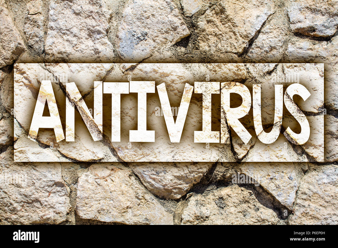 Writing note showing Antivirus. Business photo showcasing Safekeeping ...
