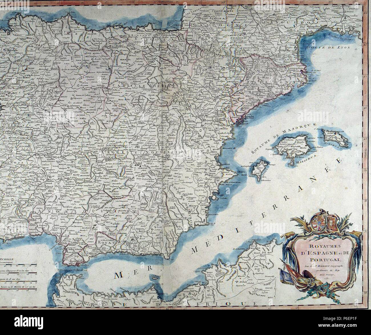 CARTOGRAFIA. MAPA DE ESPAÑA. ROBERT , AÑO1780 Stock Photo - Alamy