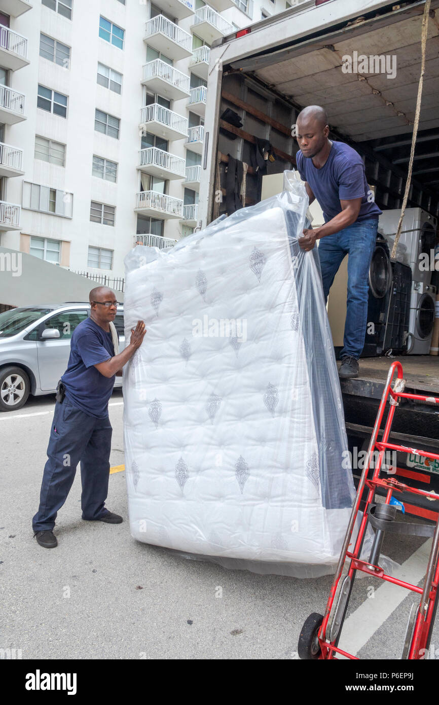 Miami Beach Florida,mattress delivery truck,Black Blacks African ...