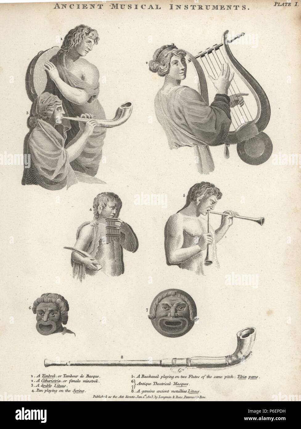 Ancient Roman musical instruments. A timbrel of tambour de Basque (1 ...