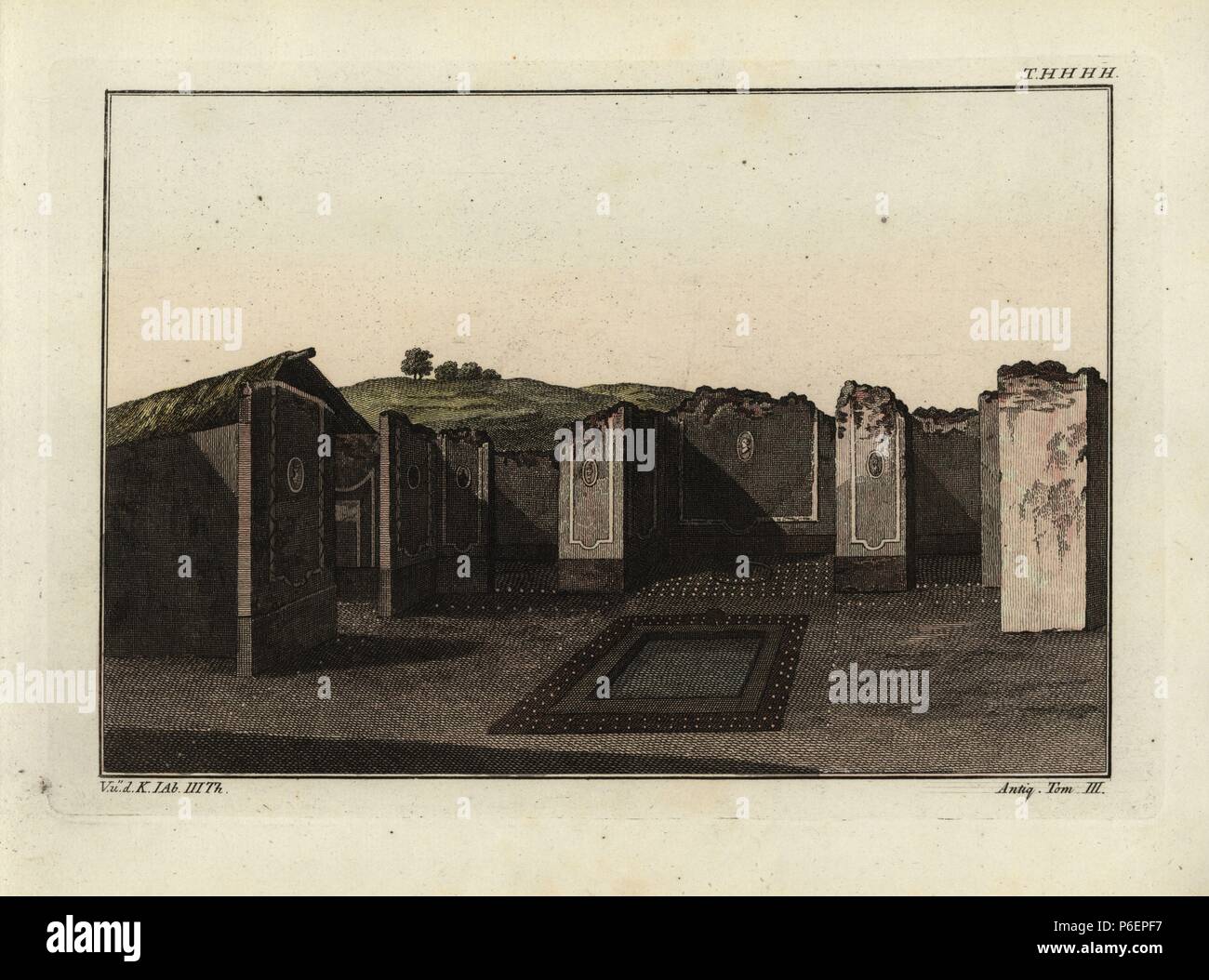 Roman house. Handcoloured copperplate engraving from Robert von Spalart ...