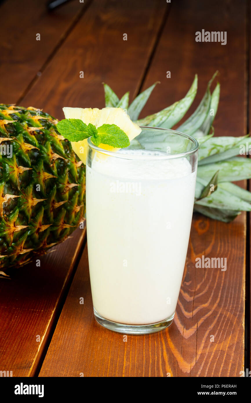 Sweet and cold pineapple shake Stock Photo - Alamy