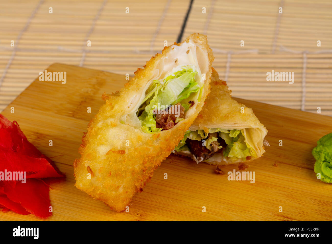 Delicious fried chicken spring roll Stock Photo - Alamy