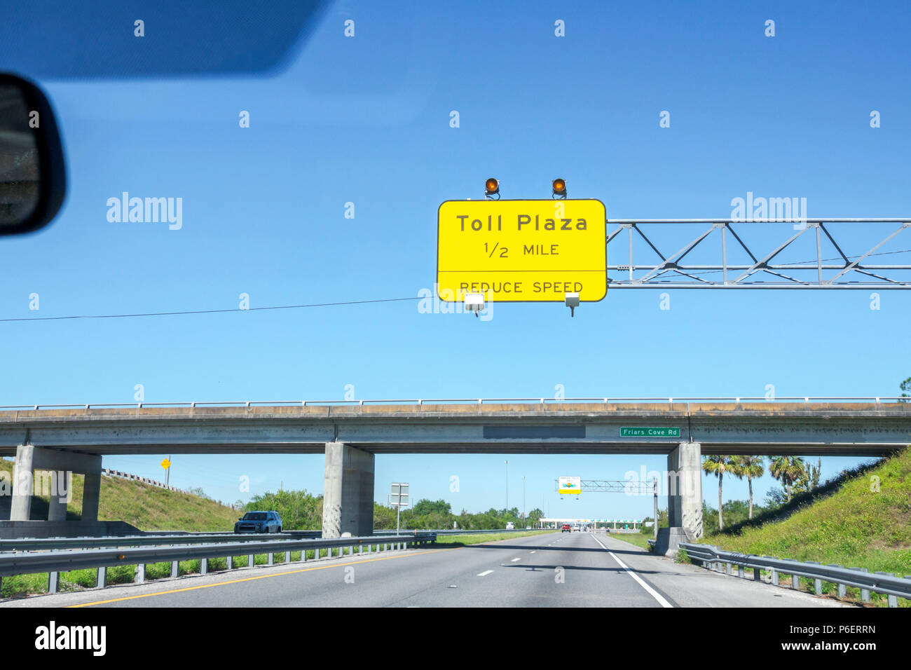 Fort Ft Pierce Florida Florida Turnpike Toll Road Plaza Distance Information Sign Roadway