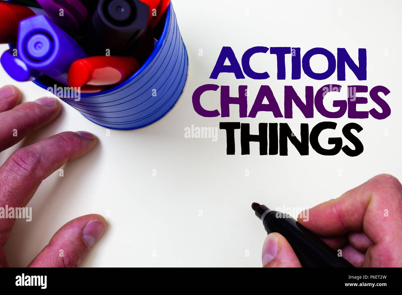 Writing note showing Action Changes Things. Business photo showcasing ...
